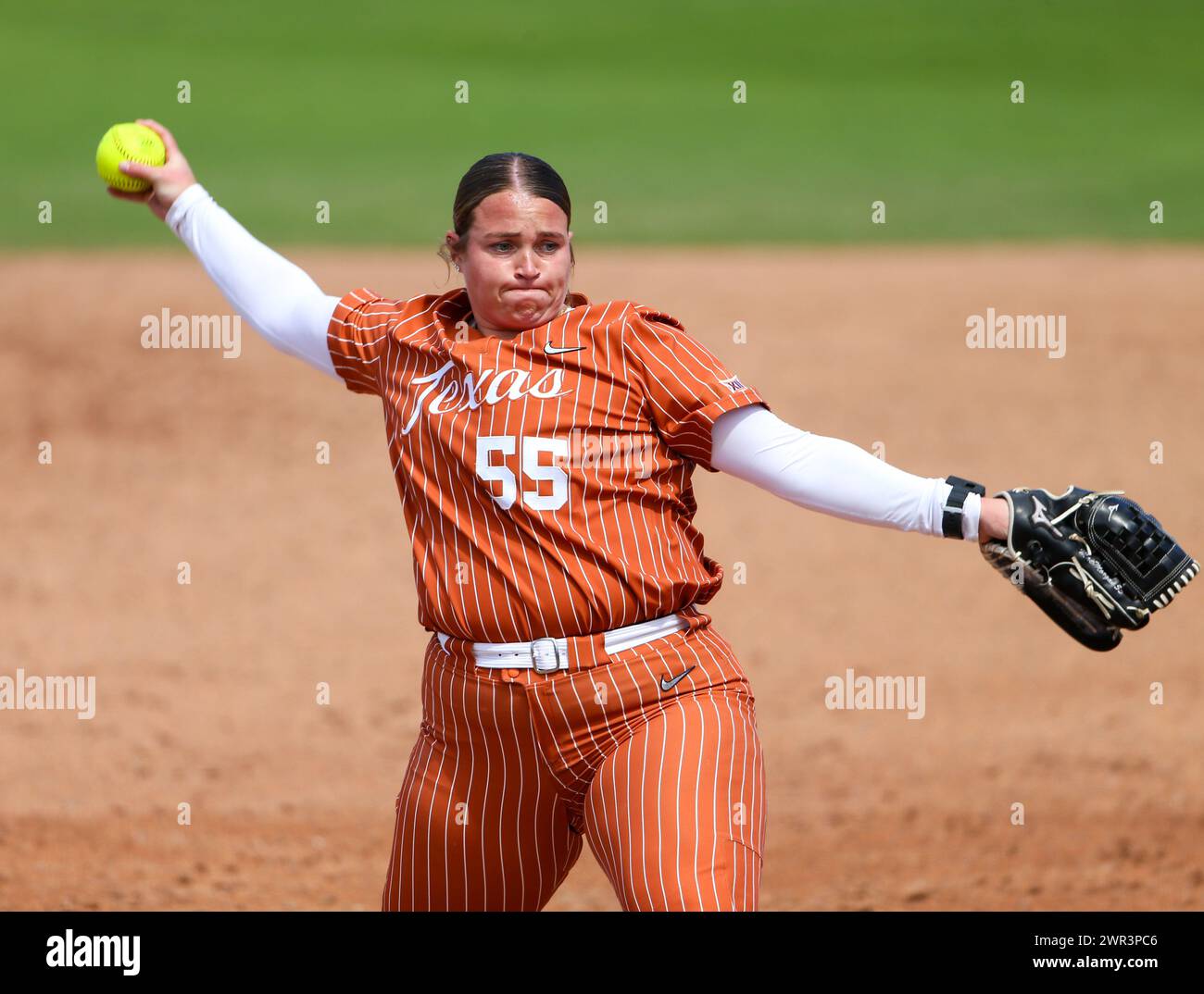 March 10, 2024: Texas relief pitcher Mac Morgan (55) in the pitcher's circle during an NCAA ...