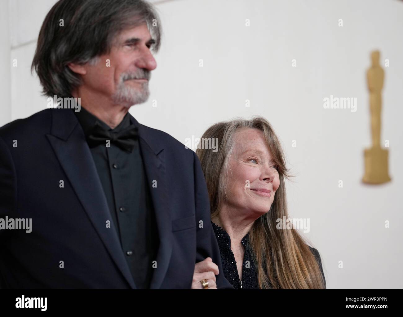 Jack Fisk, left, and Sissy Spacek arrive at the Oscars on Sunday, March ...