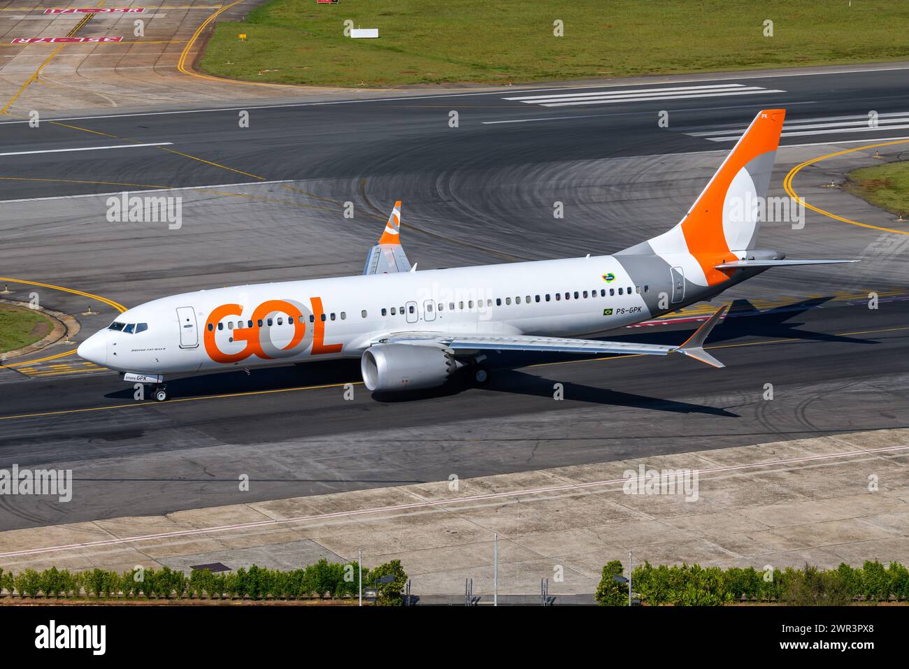 Gol Airlines Boeing 737-8 Max airplane taxiing. Aircraft 737 Max of Gol ...