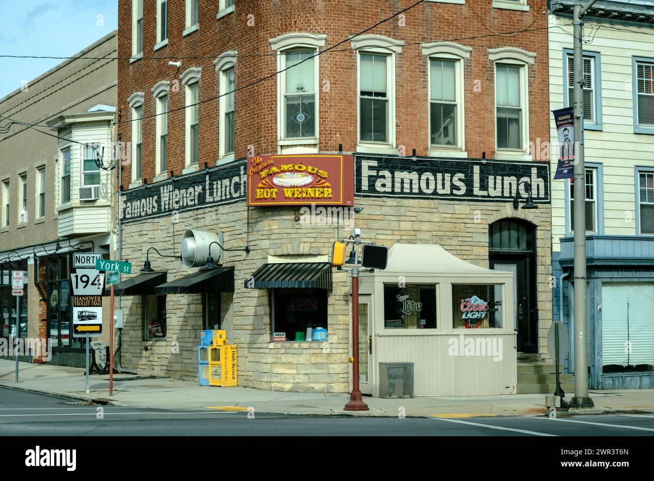 Famous Hot Weiner vintage sign in Hanover, Pennsylvania Stock Photo - Alamy