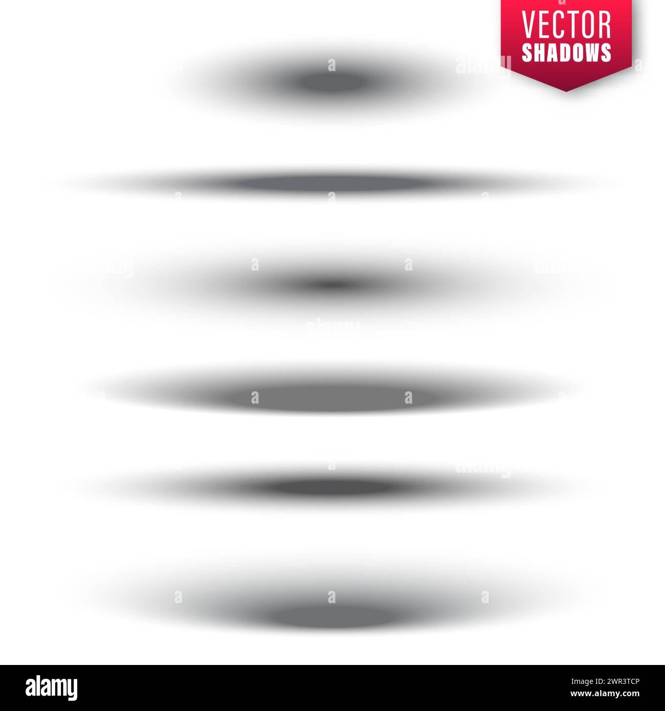 Realistic shadow effect. Round shadows collection isolated on white ...