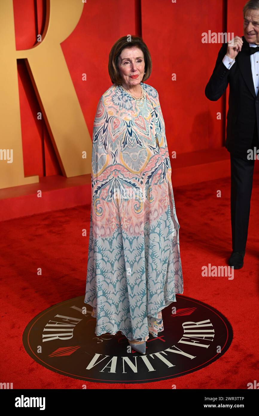 Nancy Pelosi attending the Vanity Fair Oscar Party held at the Wallis Annenberg Center for the ...
