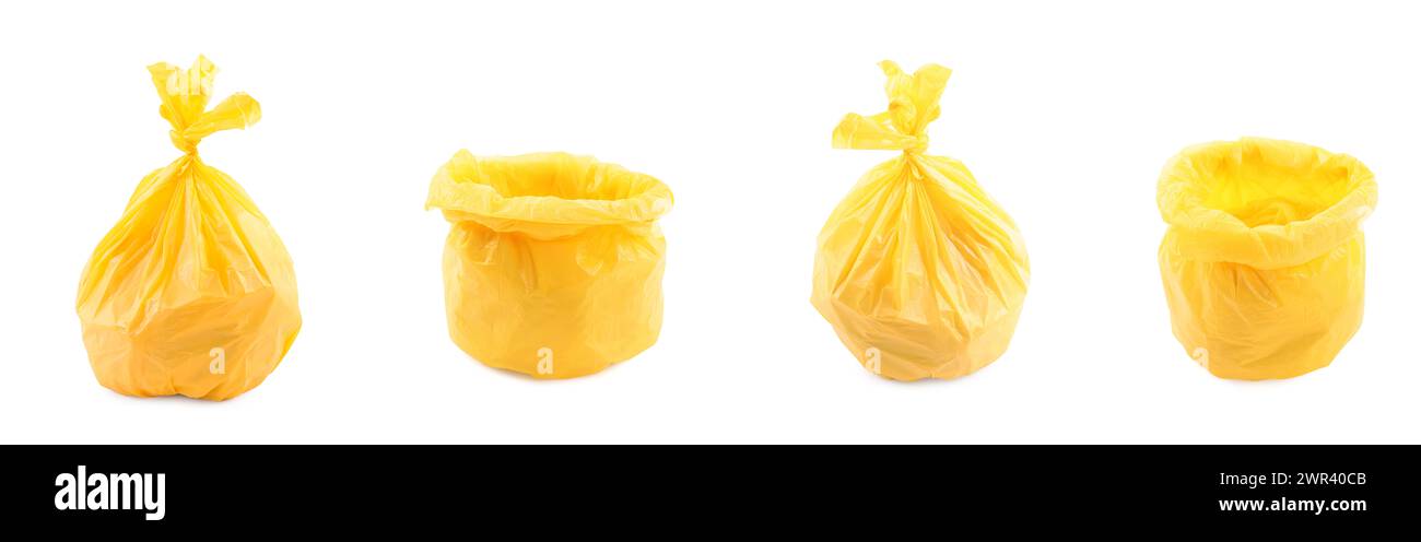 Yellow plastic garbage bags hi-res stock photography and images - Alamy