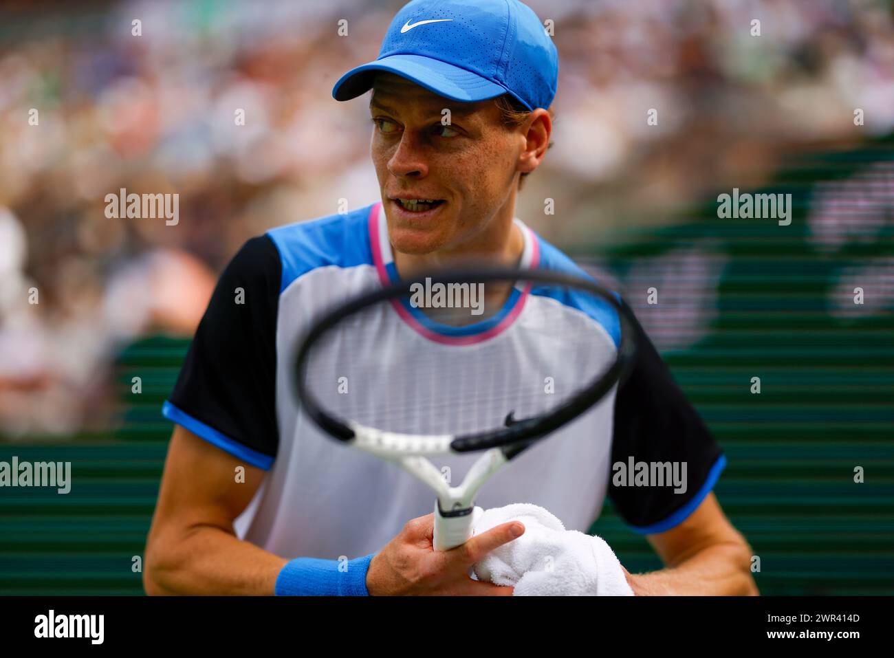 March 10, 2024 Jannik Sinner of Italy in action against Jan-Lennard ...