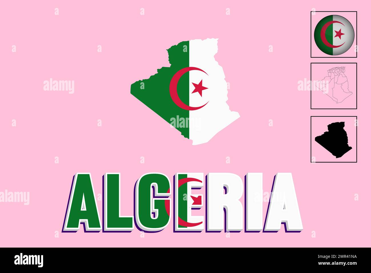 Algeria flag and map in vector illustration Stock Vector Image & Art ...