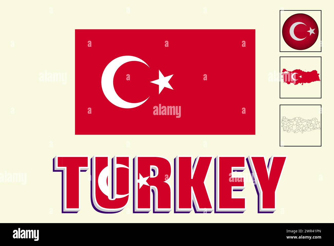 Turkey flag and map in vector illustration Stock Vector Image & Art - Alamy