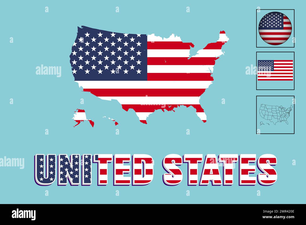 United States flag and map in vector illustration Stock Vector Image ...
