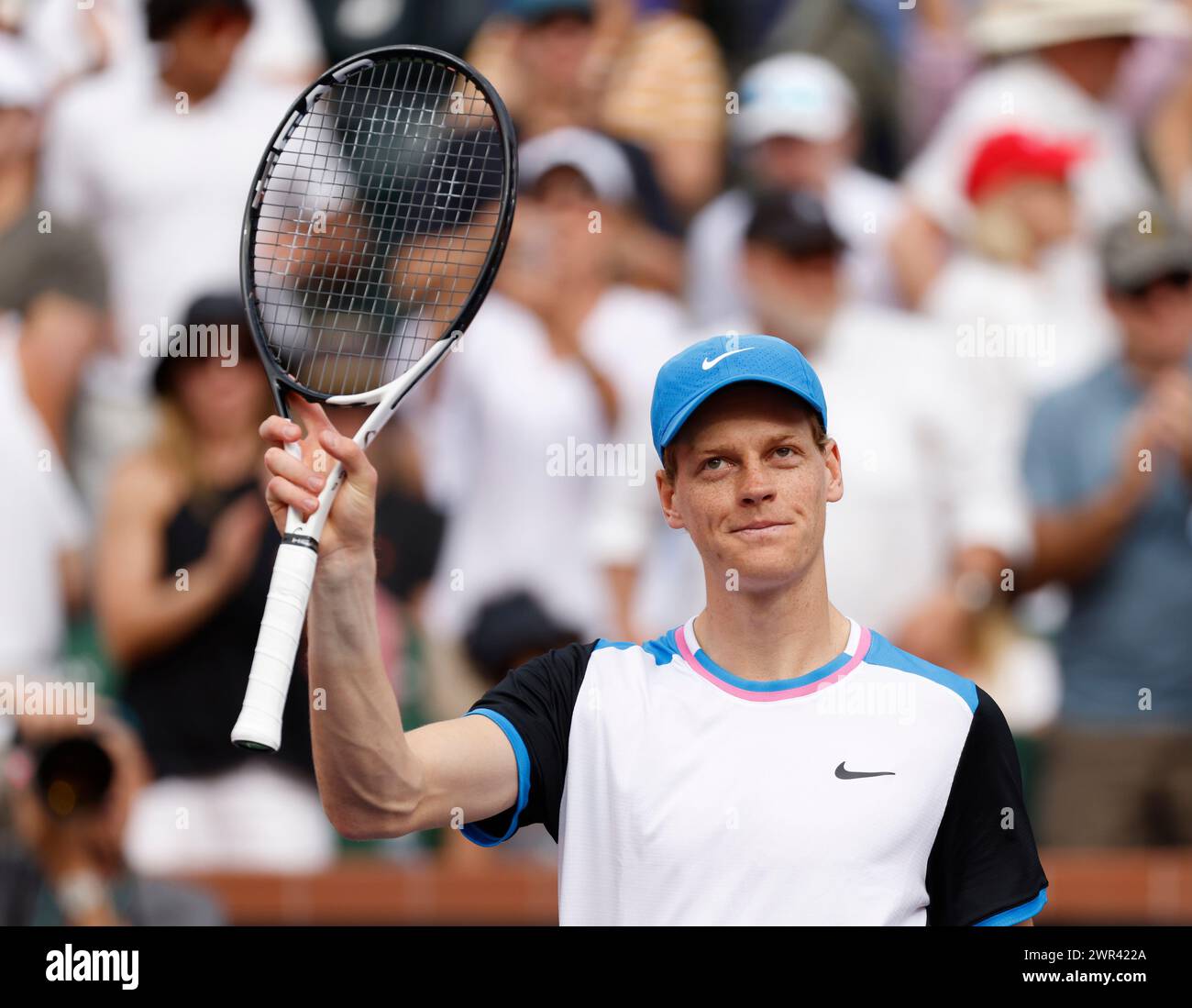 March 10, 2024 Jannik Sinner of Italy acknowledges the crowd after ...