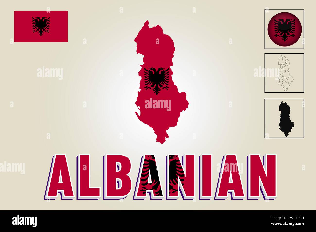 Albanian flag and map in vector Stock Vector Images - Alamy