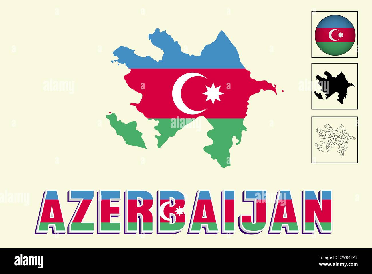Azerbaijan flag and map in vector illustration Stock Vector Image & Art - Alamy