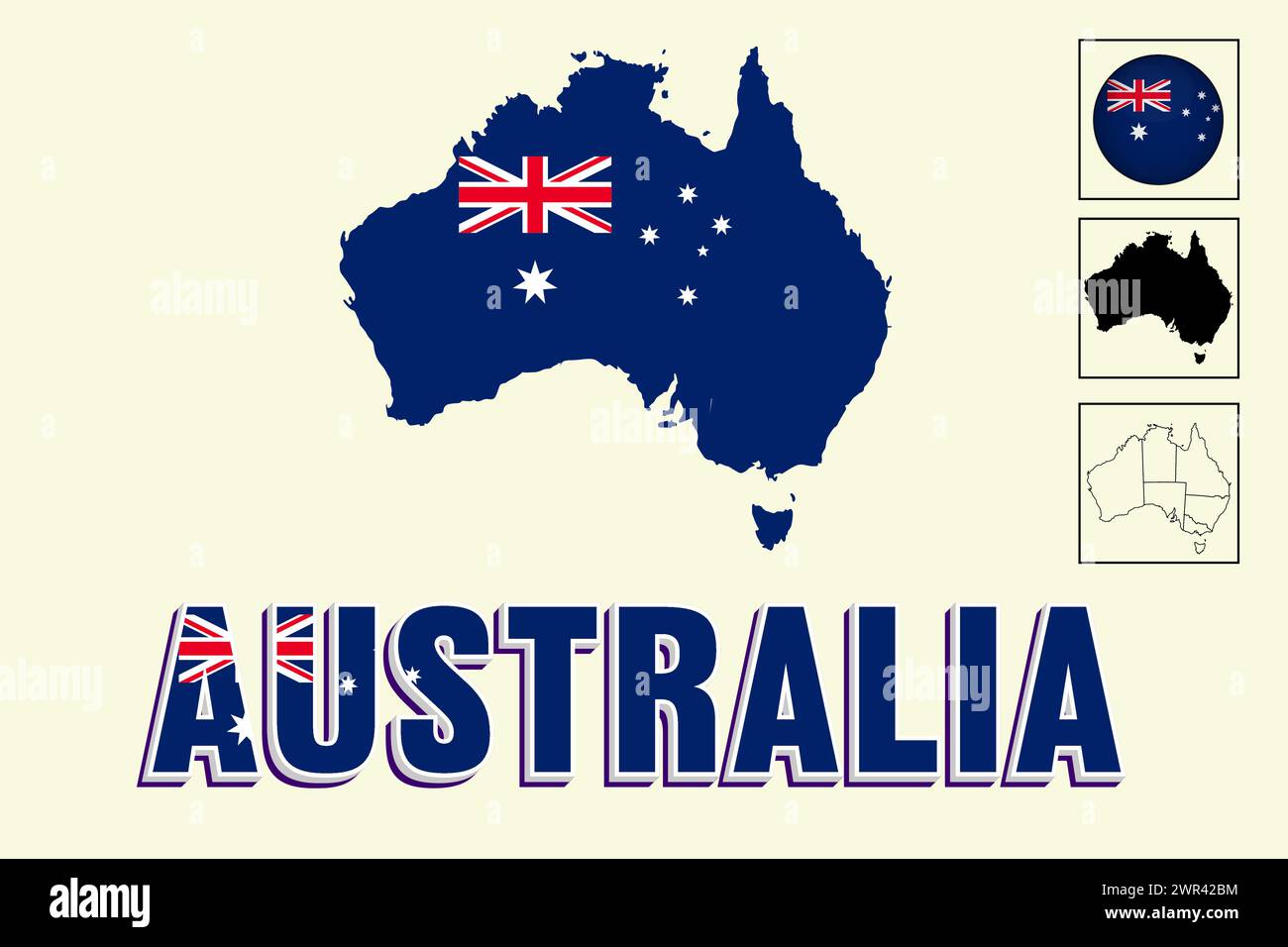 Australia Flag And Map In Vector Illustration Stock Vector Image And Art Alamy