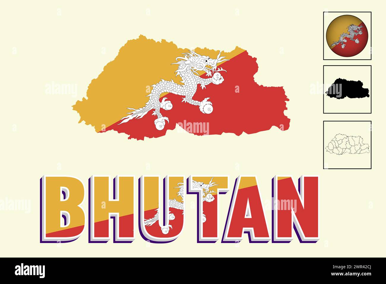 Bhutan map flag hi-res stock photography and images - Alamy