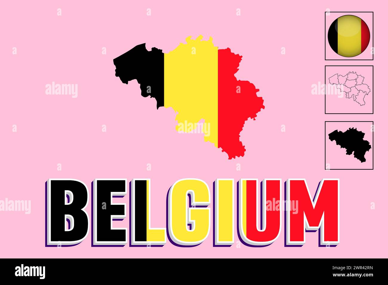 Belgium flag and map in vector illustration Stock Vector Image & Art ...