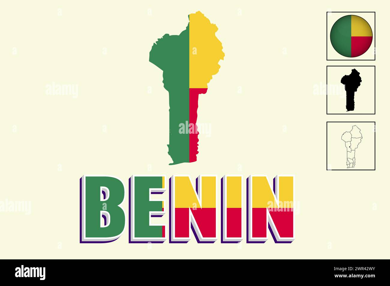 Benin Flag And Map In Vector Illustration Stock Vector Image And Art Alamy