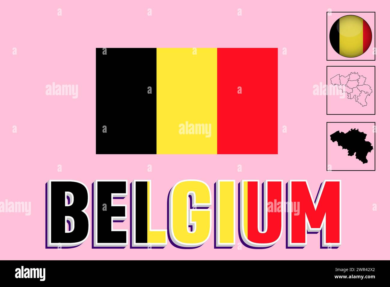 Belgium flag and map in vector illustration Stock Vector Image & Art ...