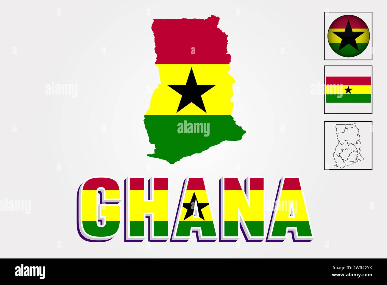 Ghana flag and map in vector illustration Stock Vector Image & Art - Alamy
