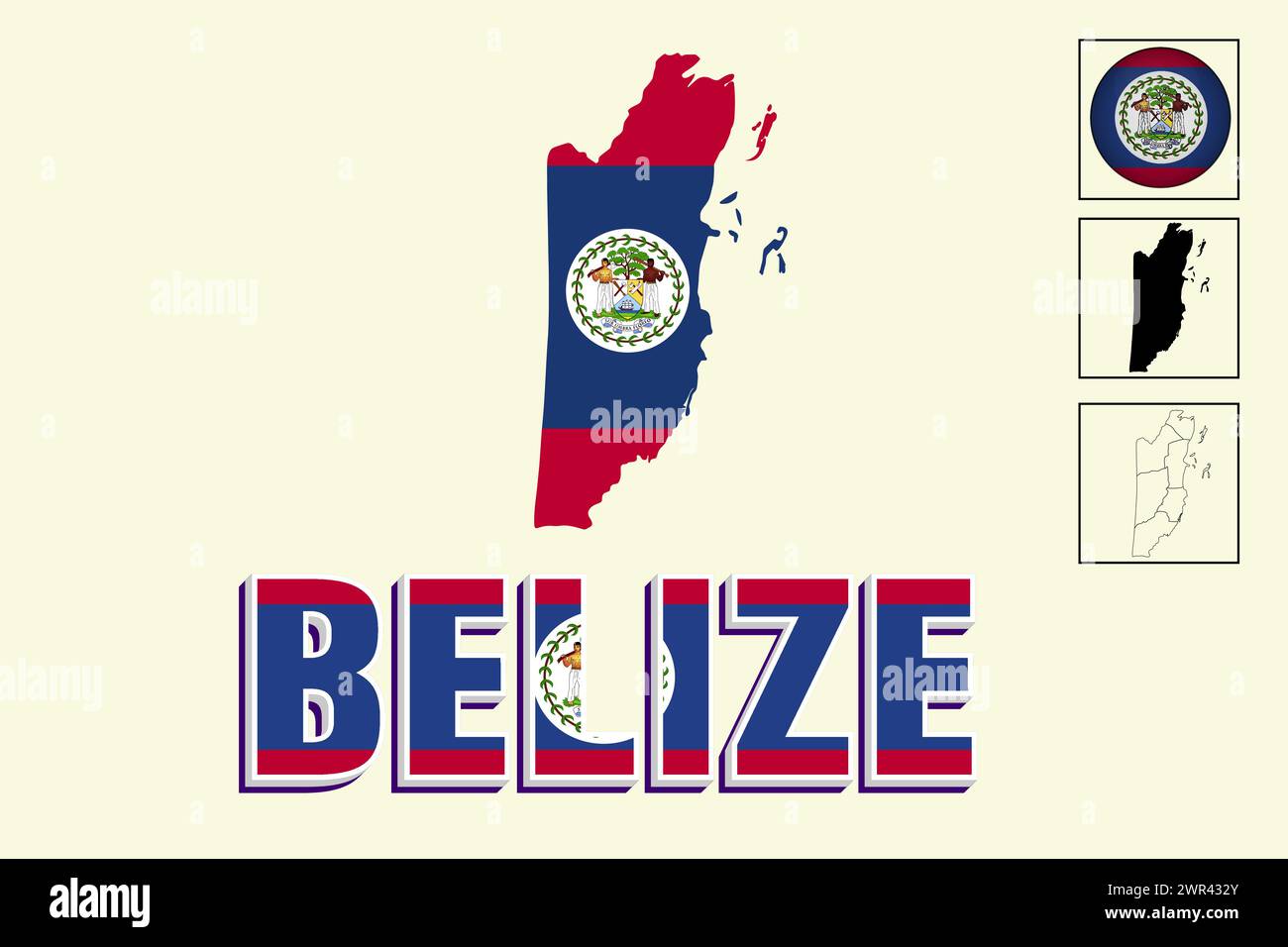 Belize flag and map in vector illustration Stock Vector Image & Art - Alamy
