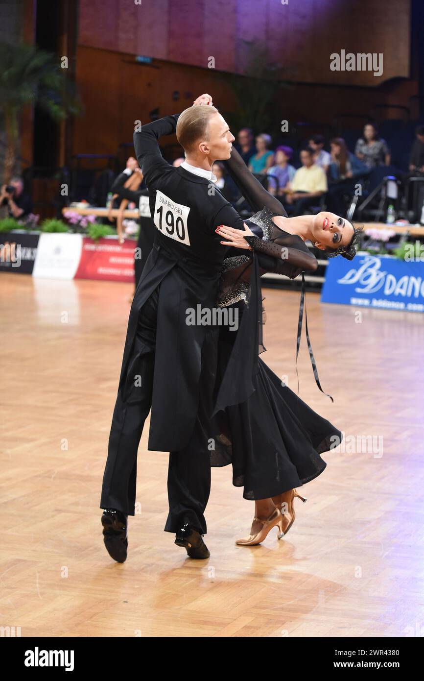 An unidentified dance couple in a dance pose during Grand Slam Standart ...