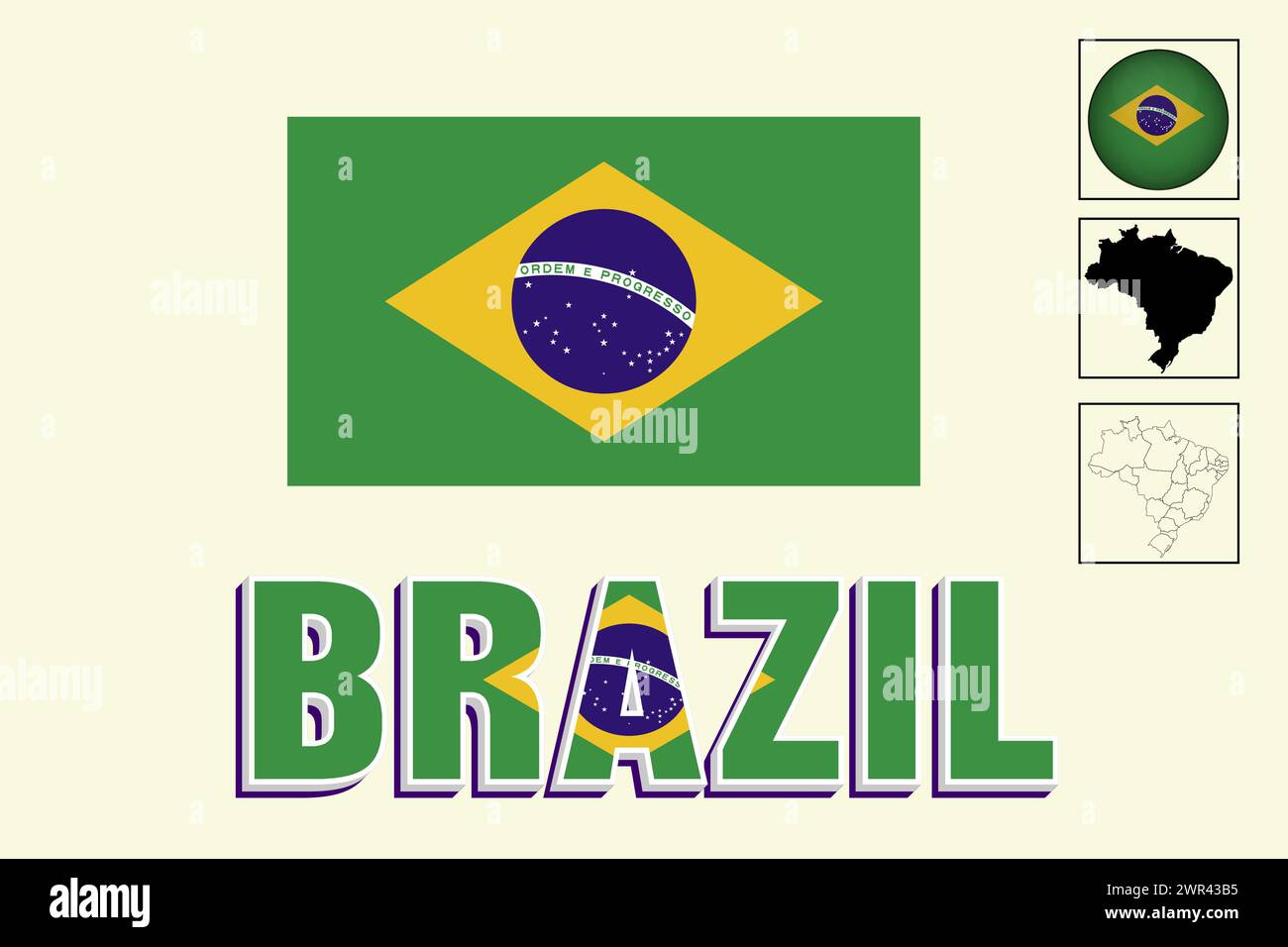 Brazil vector map hi-res stock photography and images - Alamy