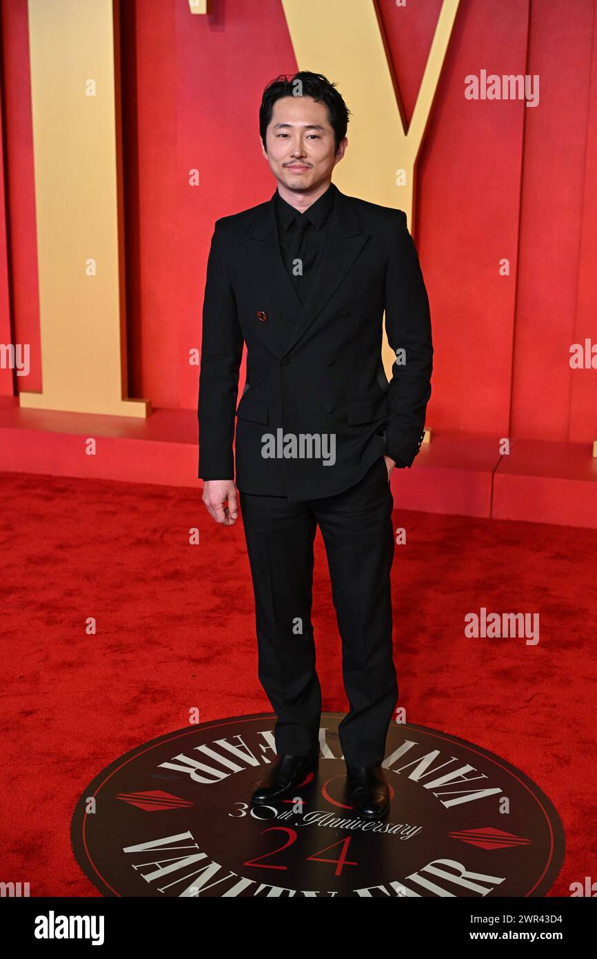 Steven Yeun attending the Vanity Fair Oscar Party held at the Wallis ...