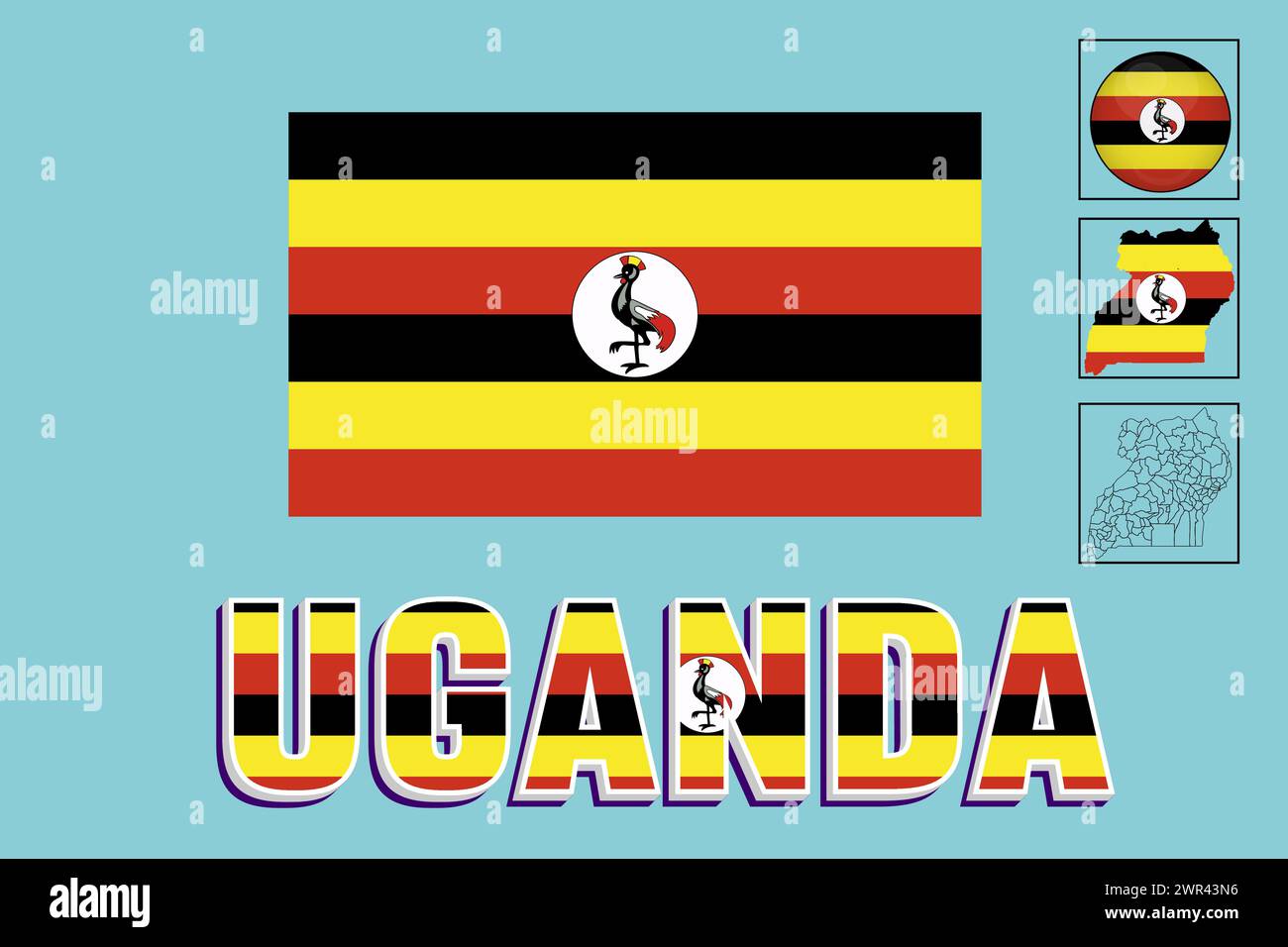 Uganda flag and map in vector illustration Stock Vector Image & Art - Alamy