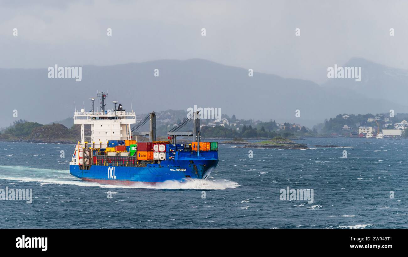 Container Ship NCL AVEROY in Geirangerfjord, ALESUND, Norway, Europe ...