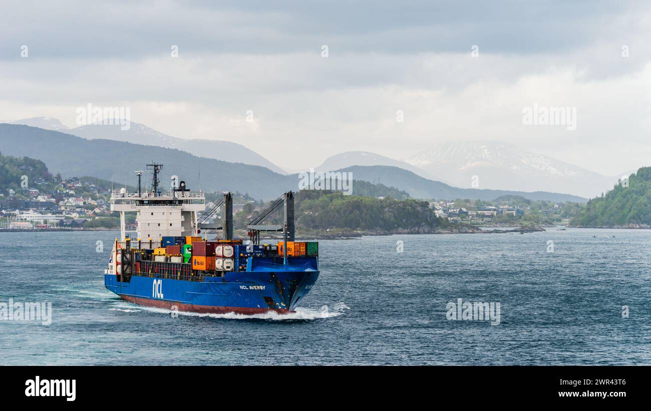 Container Ship NCL AVEROY in Geirangerfjord, ALESUND, Norway, Europe ...