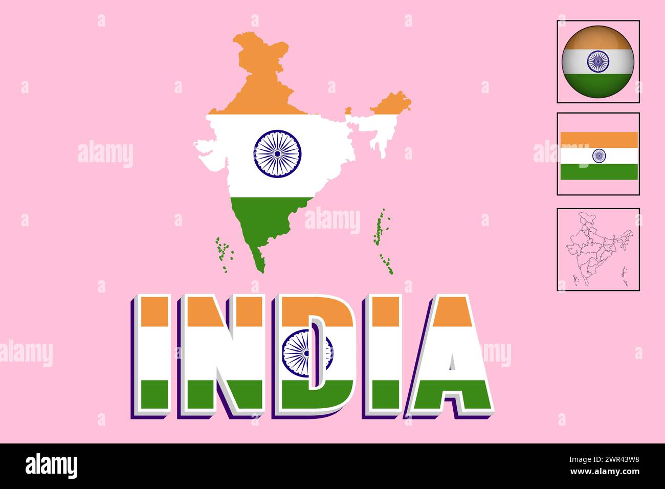 Map flag india Stock Vector Images - Alamy