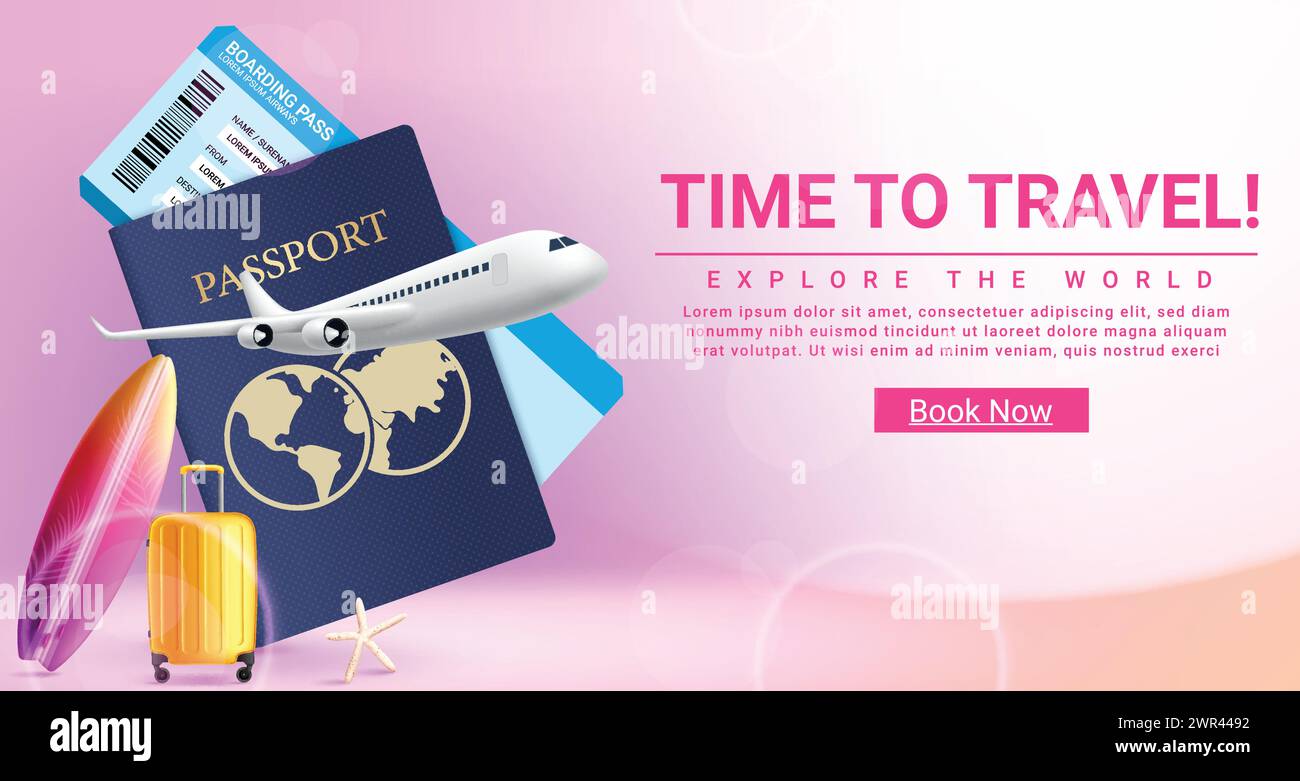 Travel time text vector banner design. Time to travel text with ...