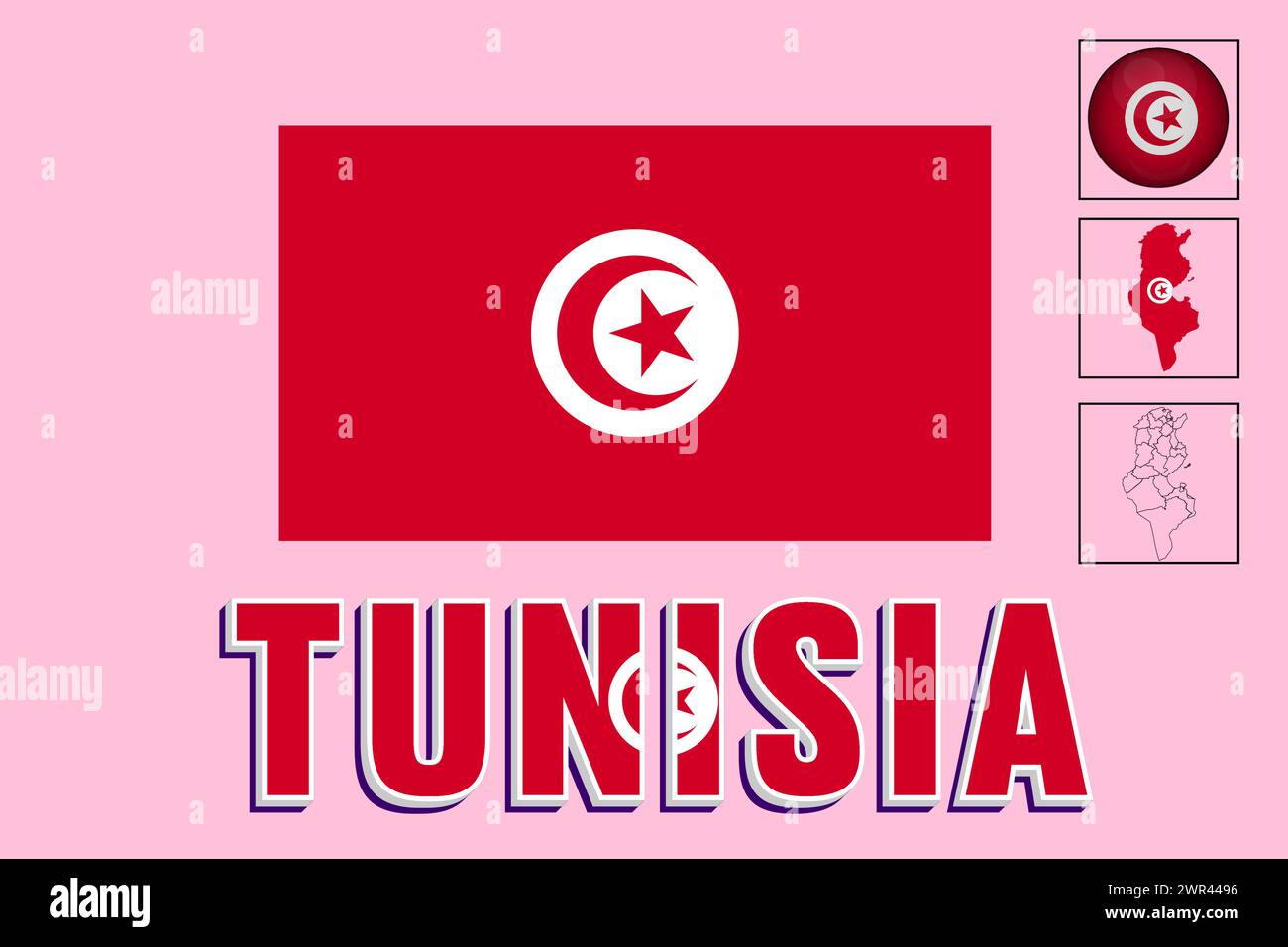 Tunisia flag and map in vector illustration Stock Vector Image & Art - Alamy