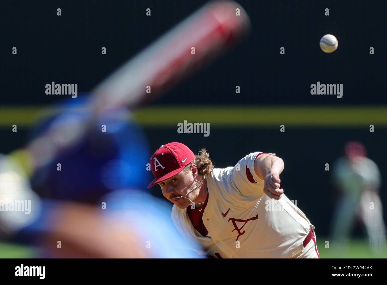 Fayetteville, USA. 10th Mar, 2024. March 10, 2024: Arkansas pitcher ...