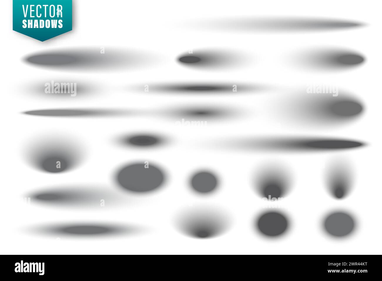 Realistic shadow effect. Round shadows collection isolated on white ...