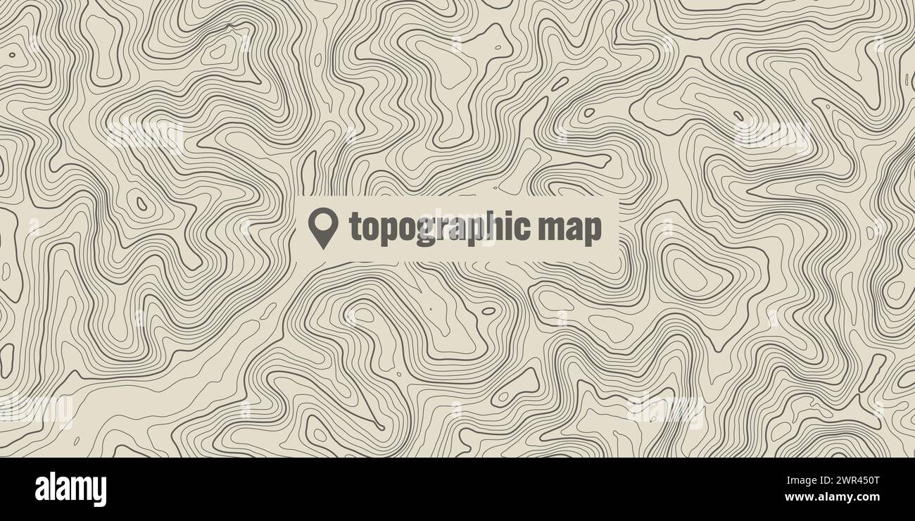 Topographic map with contour lines. Geographic terrain grid, relief ...