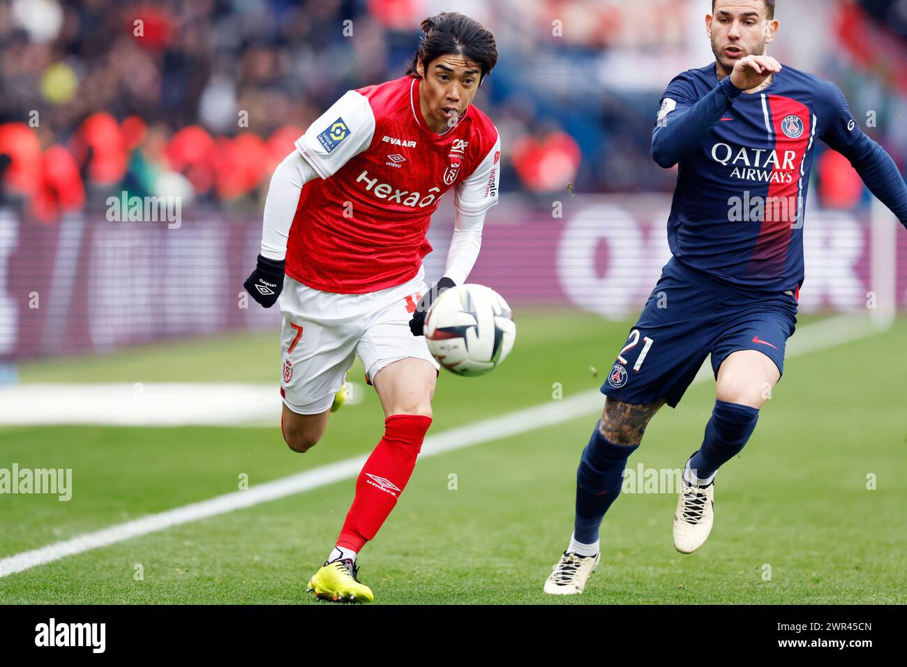 Paris, France. Credit: D. 10th Mar, 2024. Junya Ito (Reims) Football/Soccer : French "Ligue 1 ...
