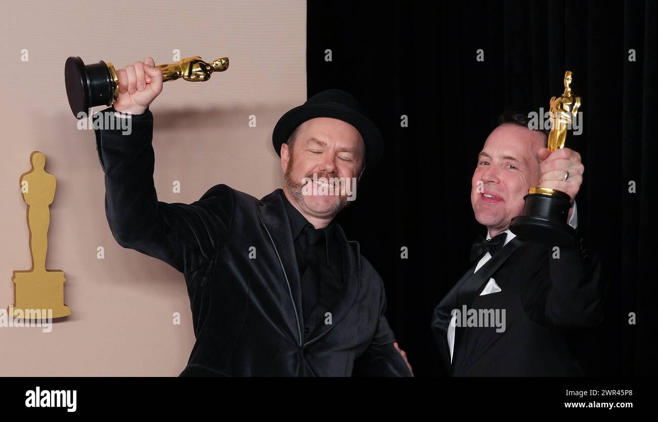 Johnnie Burn and Tarn Willers of "The Zone of Interest" celebrate ...