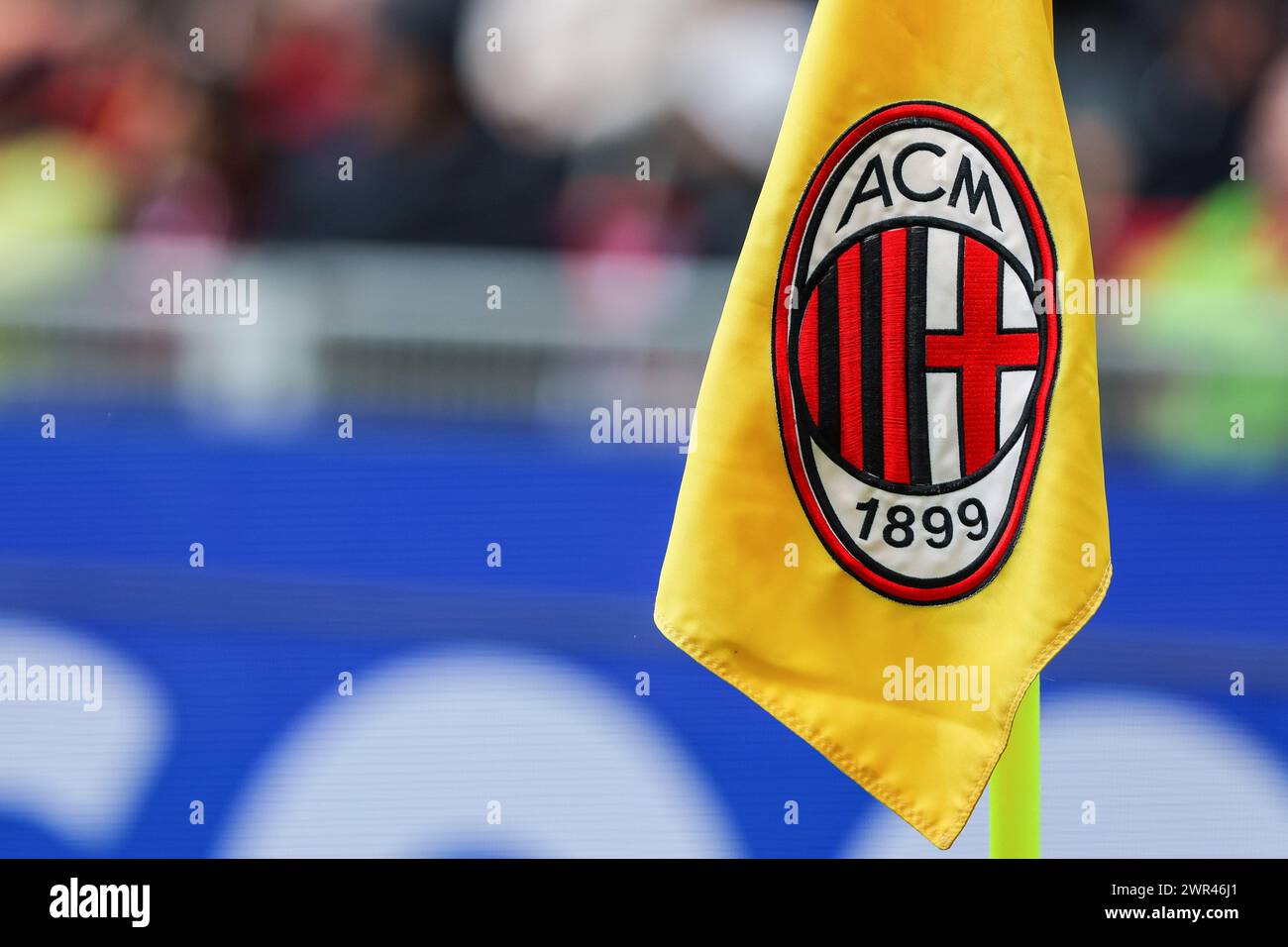 Milan, Italy. 10th Mar, 2024. AC Milan flag seen during Serie A 2023/24 ...