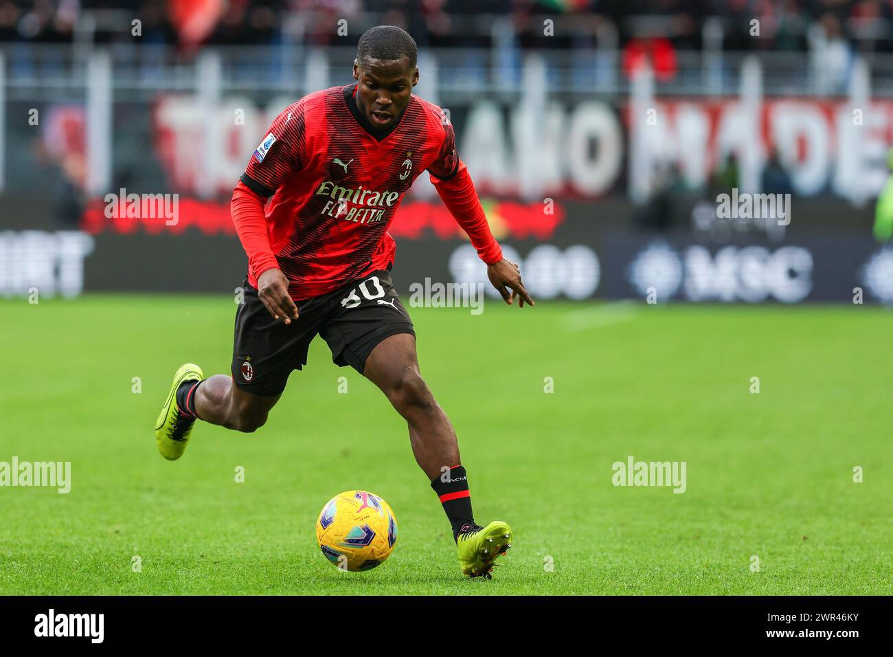Milan, Italy. 10th Mar, 2024. Yunus Musah of AC Milan seen in action during Serie A 2023/24 ...