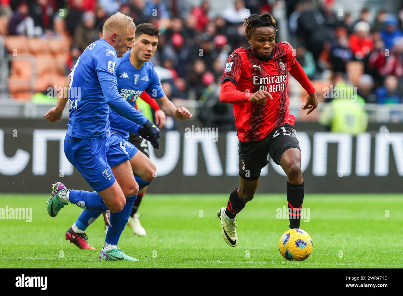 Milan, Italy. 10th Mar, 2024. Samuel Chukwueze of AC Milan (R) seen in ...