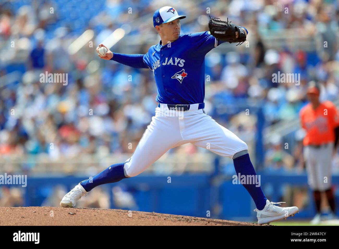 DUNEDIN, FL - March 10: Toronto Blue Jays pitcher Chad Green (57) delivers a pitch to the plate ...