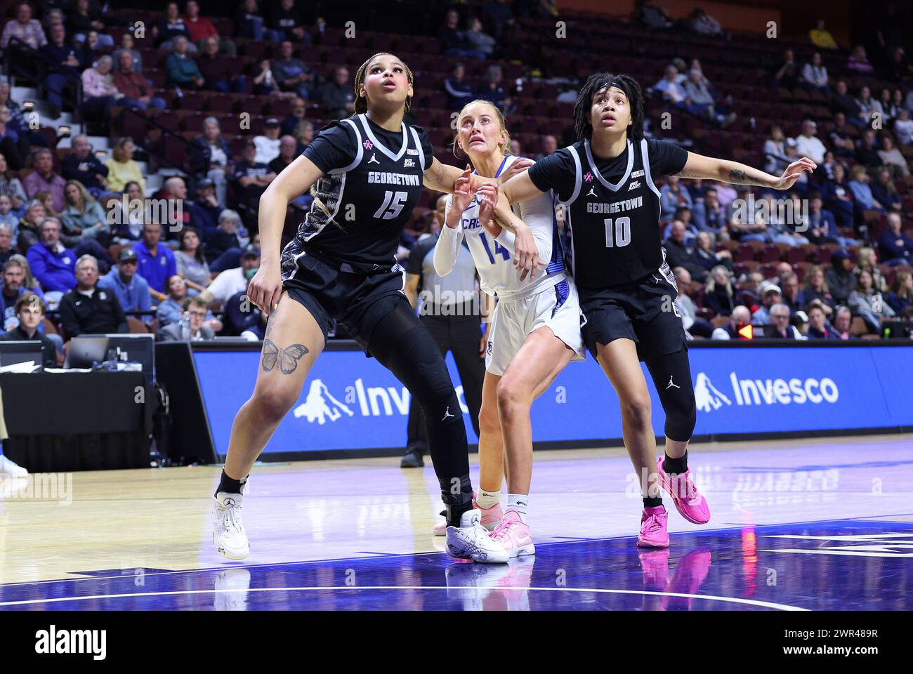 UNCASVILLE, CT - MARCH 10: Georgetown Hoyas forward Brianna Scott (15 ...