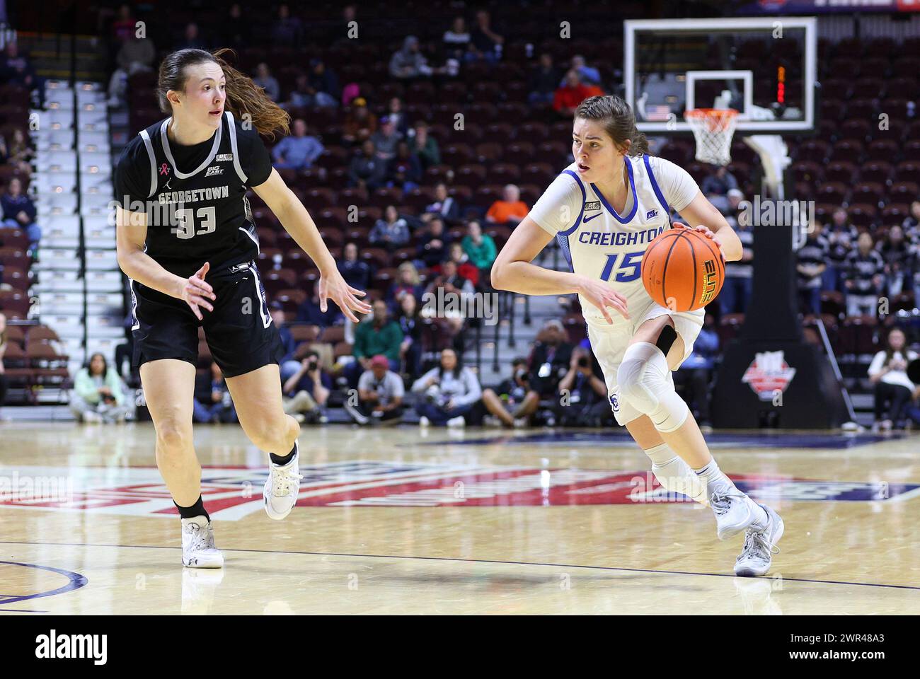 UNCASVILLE, CT - MARCH 10: Creighton Bluejays guard Lauren Jensen (15 ...