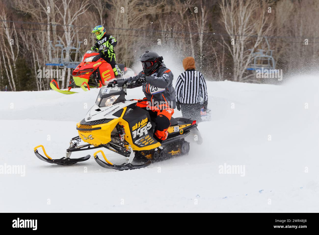 Snowmobile uphill race. Quebec,Canada Stock Photo - Alamy