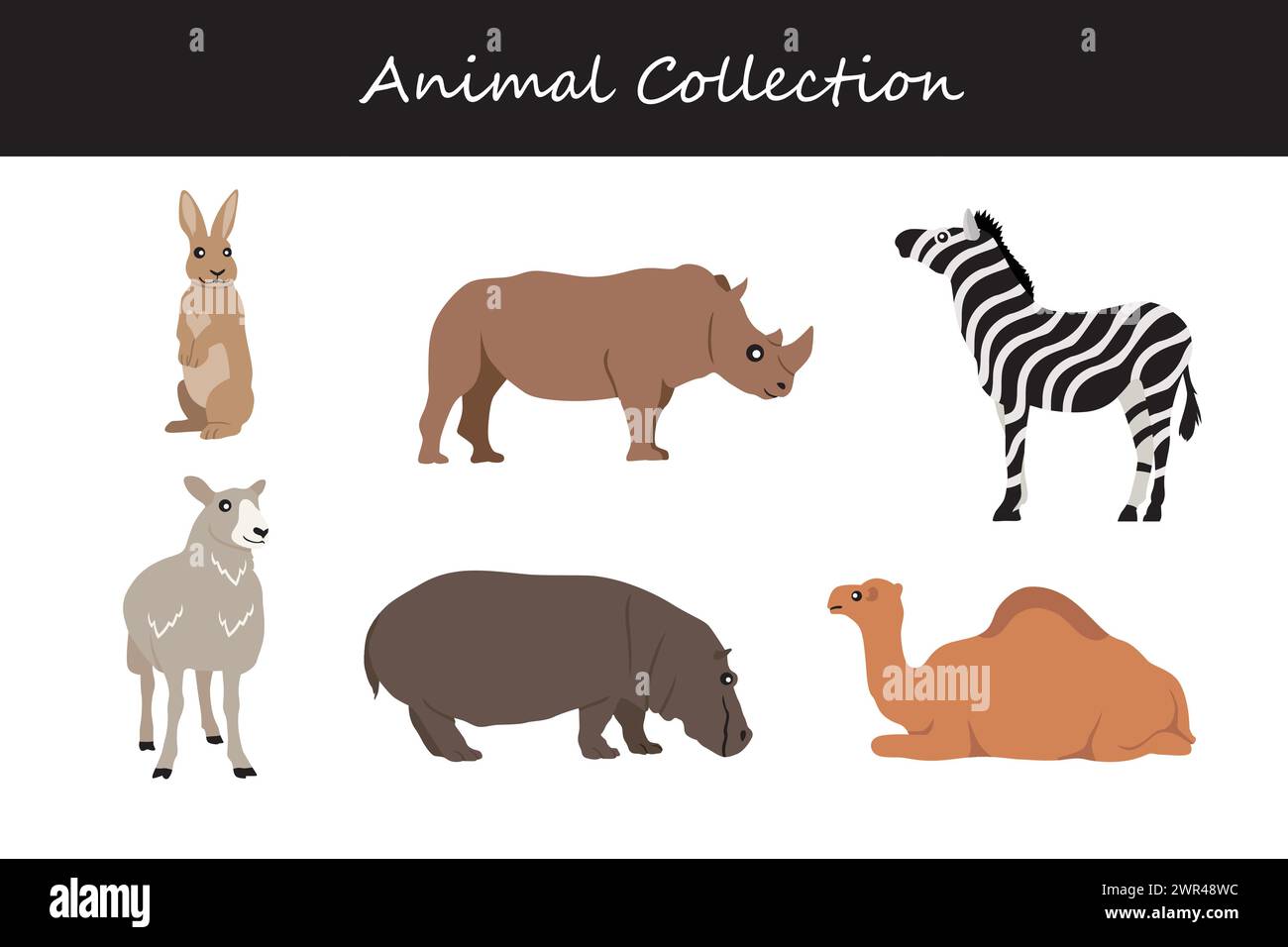 Animals collection isolated on white background. Flat style vector ...