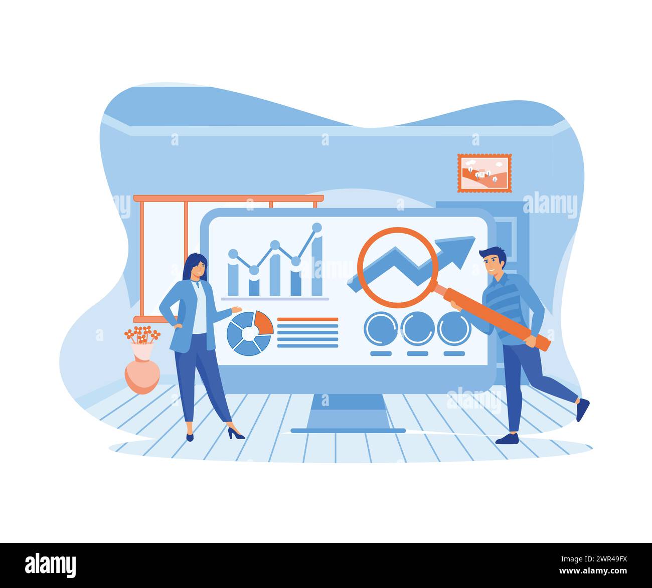 Flat design concept of business analysis, project management, market ...