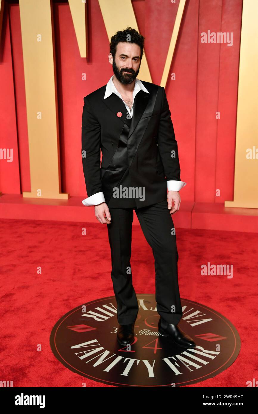 Morgan Spector arrives at the Vanity Fair Oscar Party on Sunday, March ...