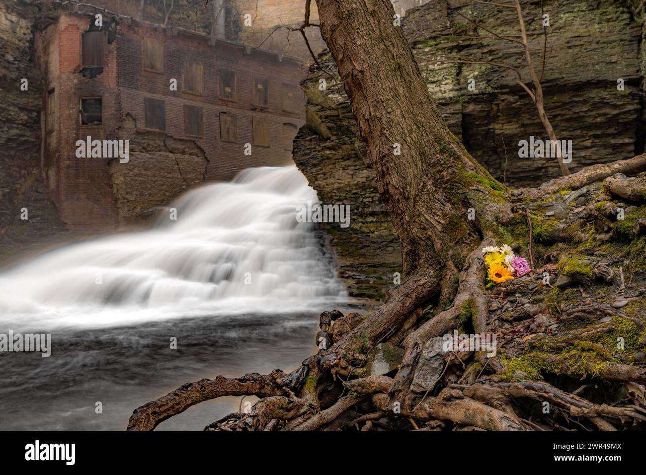 Winter abandoned Mill at Wells Falls, Businessman's Lunch Falls, on Six ...