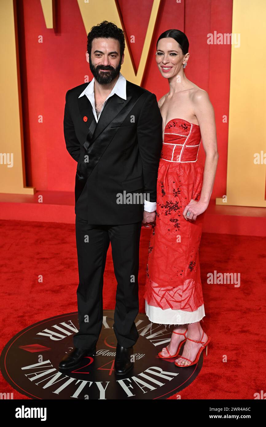Morgan Spector and Rebecca Hall attending the Vanity Fair Oscar Party ...