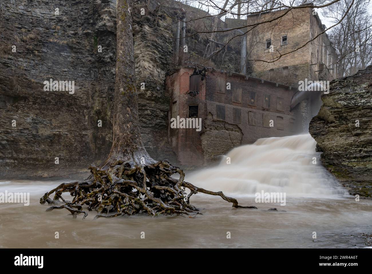 Winter abandoned Mill at Wells Falls, Businessman's Lunch Falls, on Six ...