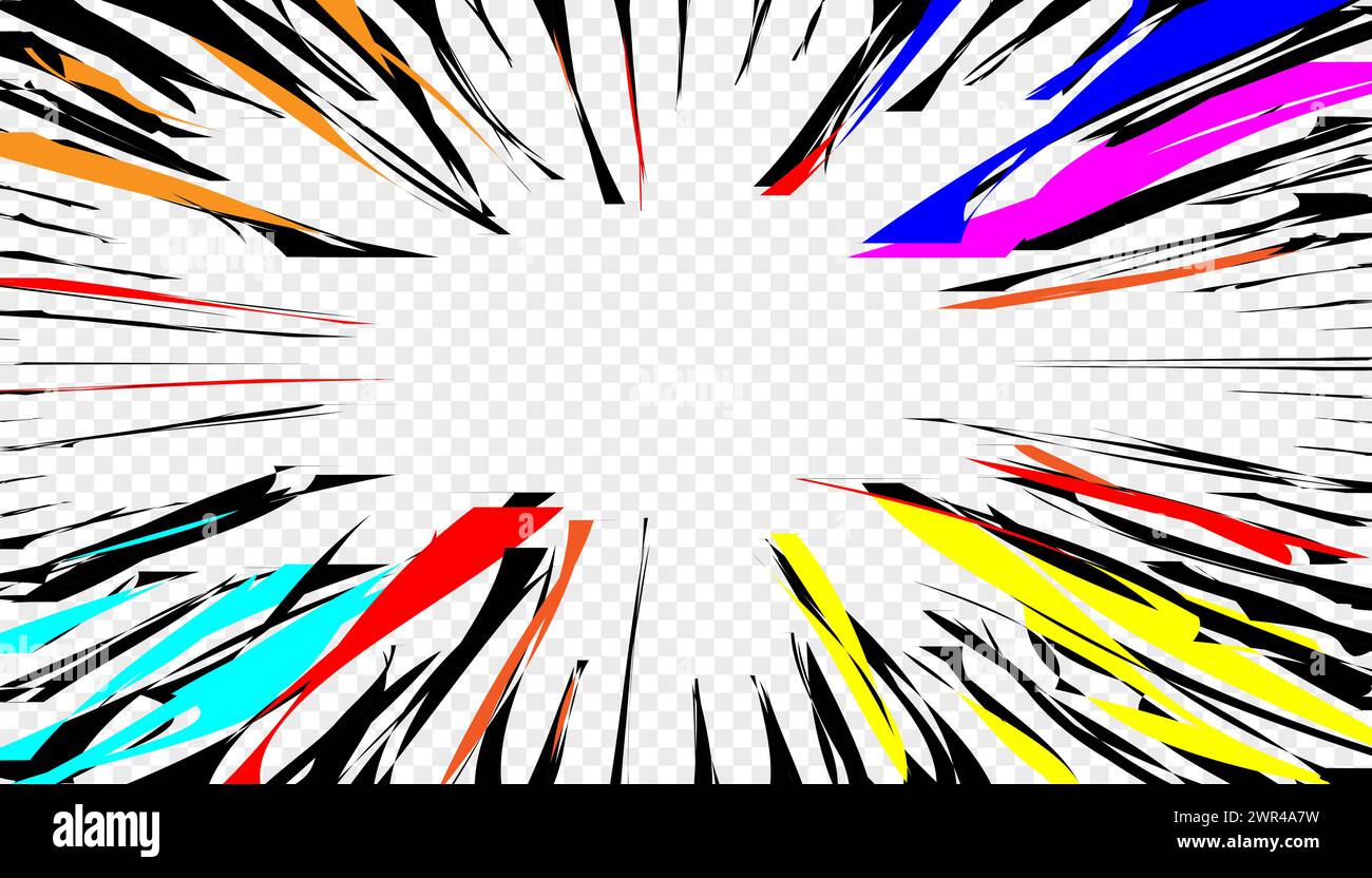 Manga speed burst frame radial anime speed lines vector illustration ...