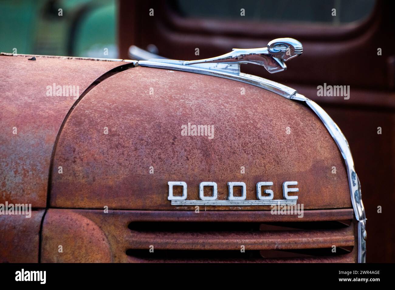 Old trucks arrayed in Sprague, Washington, USA, in eastern Washington ...